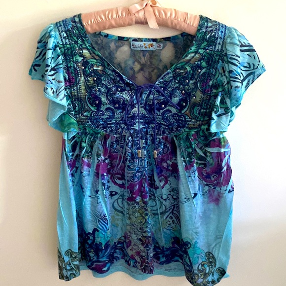 Unity World Wear | Tops | Unity World Wear Butterfly Sleeve Tie Front ...